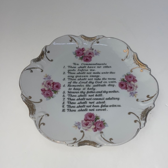 Accents | Ten Commandments Porcelain 18k Gold Trim Decorative Plate ...